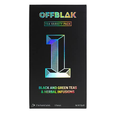 Offblak Tea Variety Pack One - Black Green & Herbal Teas 12 Sachets