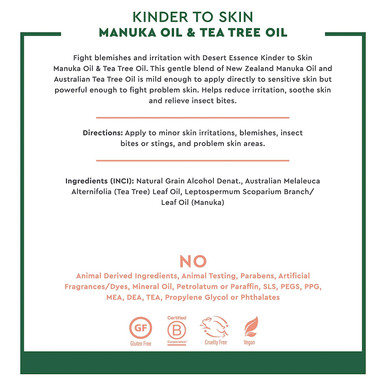 Desert Essence Kinder to Skin Manuka Oil & Tea Tree Oil 4fl oz - Gluten ...
