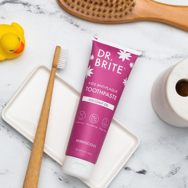 Dr. Brite Natural Kids Antiplaque Toothpaste, Fluoride Free Sulfate ...