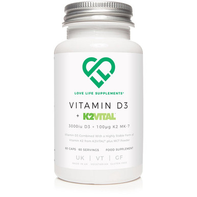 Love Life Supplements Vitamin D3 + K2 (K2VITAL) - 60 capsules