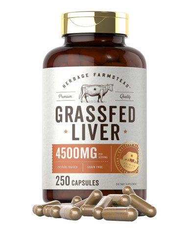 Grass Fed Beef Liver Capsules 4500Mg | 250 Count | Desiccated ...