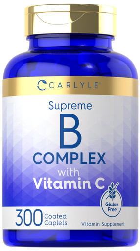 Carlyle Vitamin B Complex Plus Vitamin C | 300 Caplets | Vegetarian ...