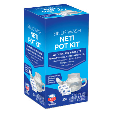 Rite Aid Neti Pot Nasal Rinse Kit with 30 Salt Packets - 1 Kit | Sinus ...