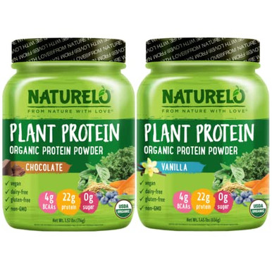 NATURELO Vegan Plant Protein Powder - Vanilla and Chocolate Bundle - 40 ...
