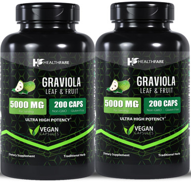 Healthfare Graviola Capsules 5000Mg Leaf & Fruit Extract | 200 Capsules ...