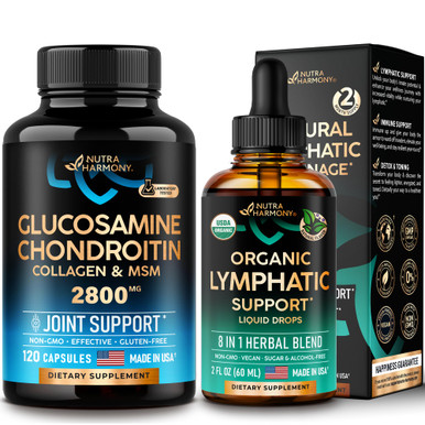 NUTRAHARMONY Glucosamine Chondroitin Capsules & Lymphatic Drops