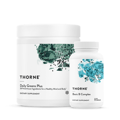 Thorne Energy Bundle Daily Greens Plus & Basic B Complex & Daily Greens ...