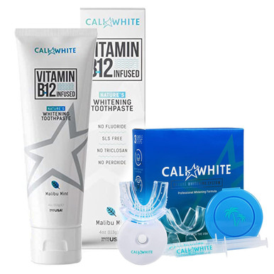 Cali White Vegan Toothpaste & Whitening Kit with Vitamin B12, Organic ...