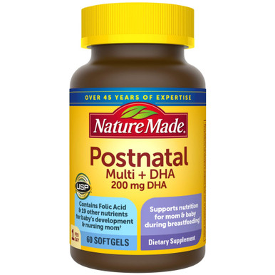 Nature Made Postnatal Multivitamin + Dha 200 Mg 60 Softgels To Support ...