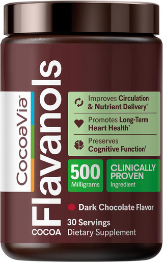 CocoaVia Cardio Health Cocoa Powder, 30 Servings, 500mg Cocoa Flavanols