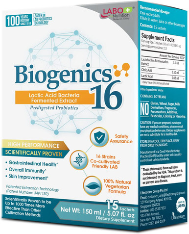 Labo Nutrition Biogenics 16–Lactic Acid Bacteria Fermented Extract 1000X More Effective Gut ...