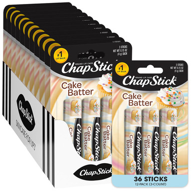 Chapstick Lip Moisturizer Cake Batter 3-Packs (12 Sets/36 Tubes) – Bulk ...