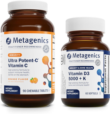 Metagenics Bundle - Ultra Potent-C Chewable & D3 5000 + K - 90 Tablets of Ultra Potent-C ...