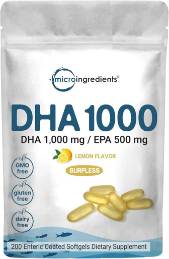 Micro Ingredients Omega 3 Fish Oil DHA Supplements 1000mg with EPA ...