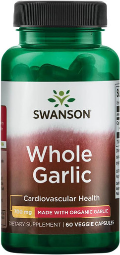 Swanson Made with Organic Whole Garlic 700 Milligrams 60 Veg Capsules