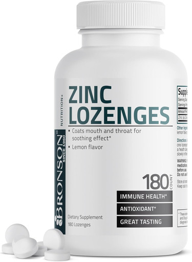 Bronson Zinc Lozenges Antioxidant & Immune Support Supplement Lemon ...