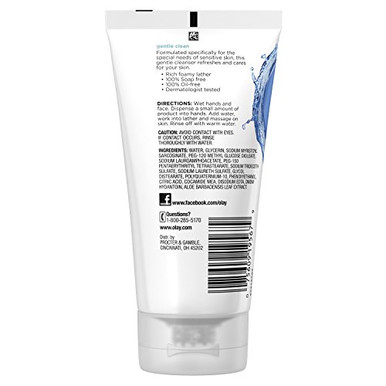 Olay Gentle Clean Foaming Face Cleanser For Sensitive Skin Tube 5.0 Oz