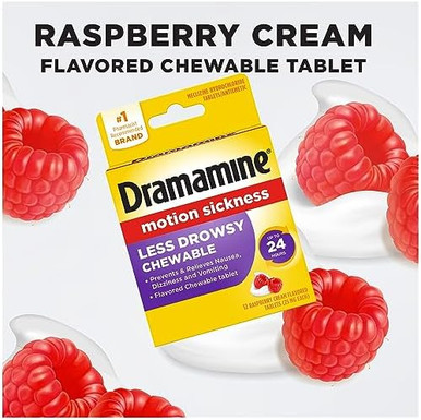 Dramamine Chewable Less Drowsy Motion Sickness Relief Raspberry Cream ...