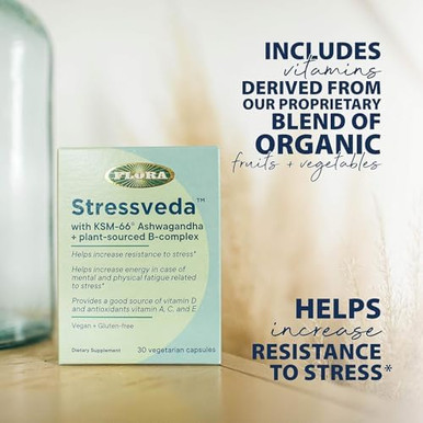 Flora Health Stressveda With Ksm66 Ashwagandha + Whole Food Vitamins B ...