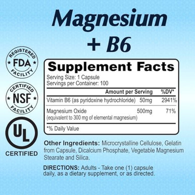 Magnesium Plus B6 500 Mg By Alfa Vitamins Cardiovascular Health ...