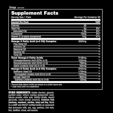 Animal Advanced Omega Essential Fatty Acids High Potency 3500Mg Omega 3 ...