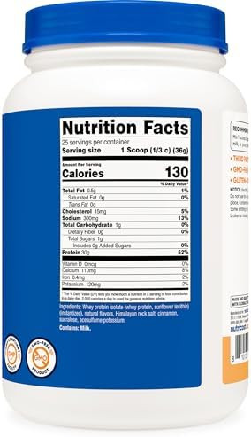 Nutricost Whey Protein Isolate 2 Lb Churro Flavored Gmo Gluten