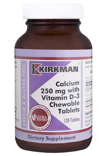 Kirkman Calcium 250 mg with Vitamin D-3 Chewable Tablets - Kiwla