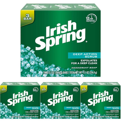 Irish Spring Deep Action Scrub Deodorant Soap By 3 Count Fresh 11.1 Oz ...