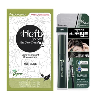 Color Cream(Soft Black) & Seven Eight Gray Cover Hair Tint (Natural ...