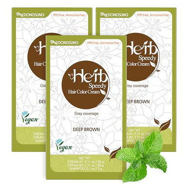 Dongsung Herb Speedy Color Cream(Deep Brown, 3Pack)–Korean Herbal Vegan ...