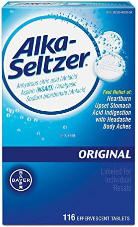 Alkaseltzer Original Effervescent Antacid Tablets 116Ct (2 Pack)