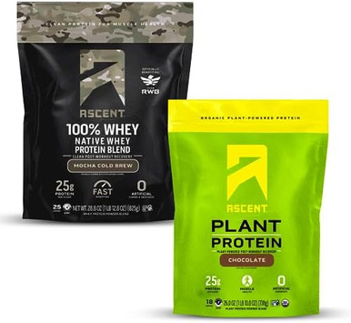 Ascent Whey + Plant Protein Powder - Mocha Cold Brew 2 Lb & Chocolate ...