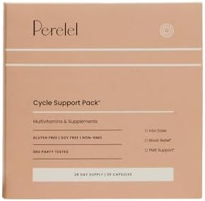 Perelel Cycle Support Pack, Daily Supplement With Iron, Vitamin C, B12 ...