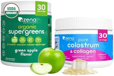 Zena Nutrition Organic Supergreens Greens Powder, 70+ Superfoods, Green ...