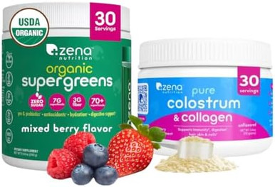 Zena Nutrition Organic Supergreens Greens Powder 70+ Superfoods Mixed ...
