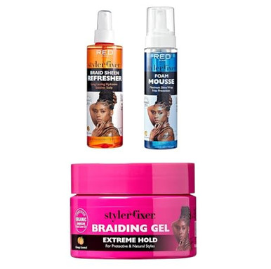 Red By Kiss Braiding Gel Extreme Hold With Braid Sheen Refresher Spray ...