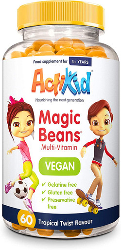 Actikid Magic Beans Vegan Multi-Vitamin 60X Tropical Twist Flavour ...