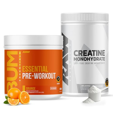 Raw Nutrition Creatine Monohydrate & Orange Pre-Workout Powder Bundle