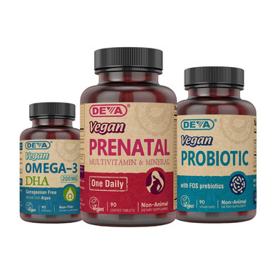 Deva Vegan Nutrition Prenatal Kit Includes 3 Products, Vegan Probiotic ...