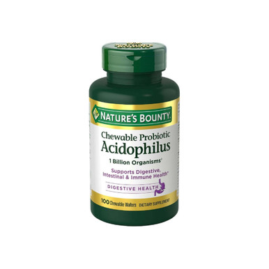 Nature's Bounty Probiotic Acidophilus With Bifidus Chewable Wafers 100 ea