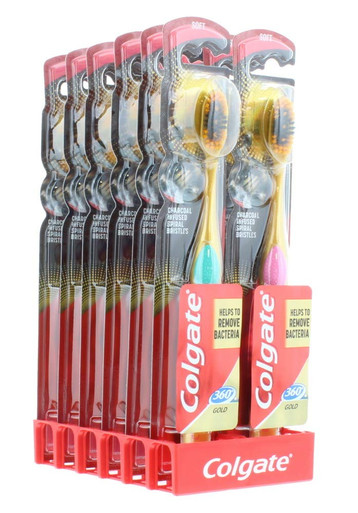 Colgate Toothbrush 360 Charcoal Gold Soft CDU 12