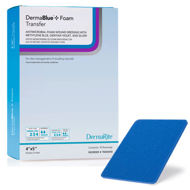 DermaBlue Antimicrobial Foam Wound Dressing 4 x 5 x 1/4 Conformable ...