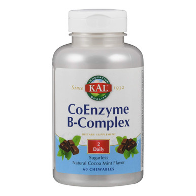 KAL Coenzyme B-Complex Tablets, Cocoa Mint, 60 Count