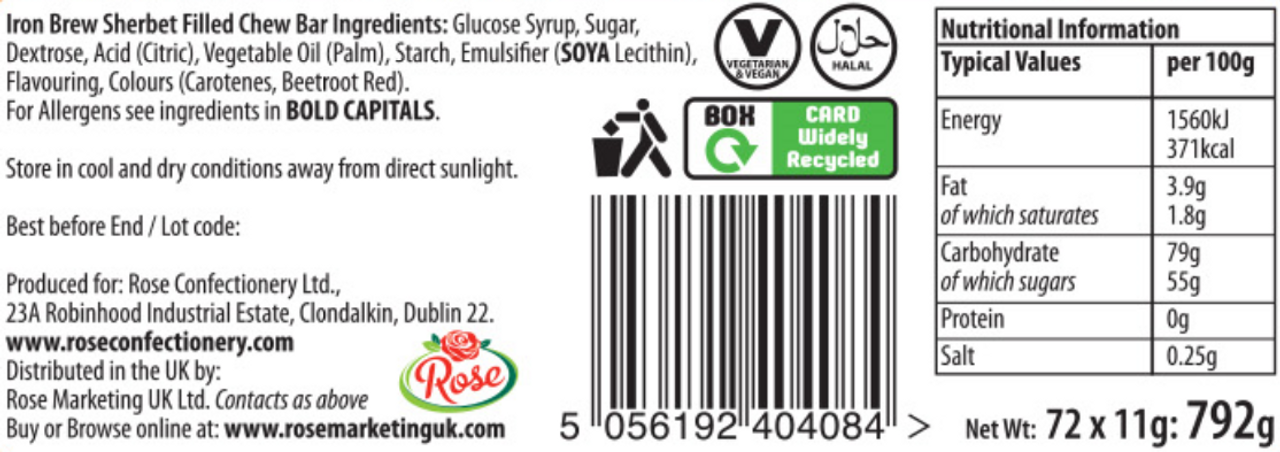 Oor Wullie Bar Iron Brew Chew Bar 12 X 72 X 11g Por 37