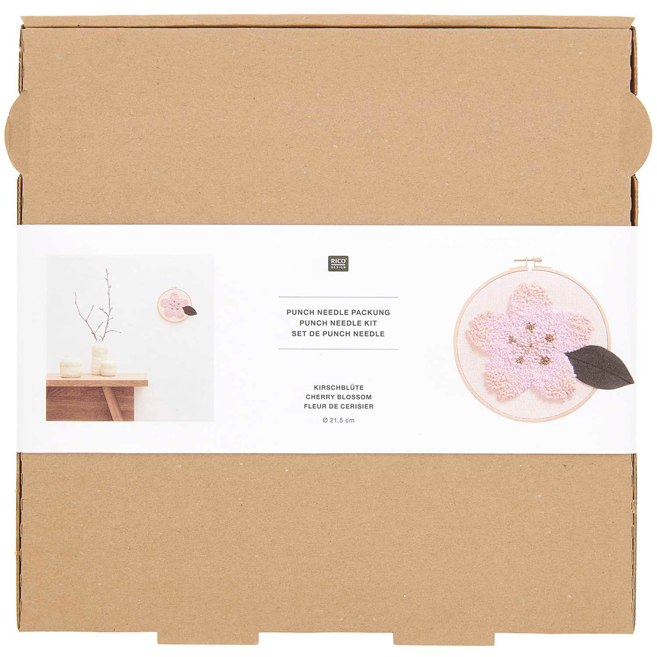 Rico Design Cherry Blossom Punch Needle Kit Ø 21.5cm