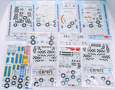 Lot of 10 1:48 WWII American Aircraft Model Decals - (P-51 Mustang ...