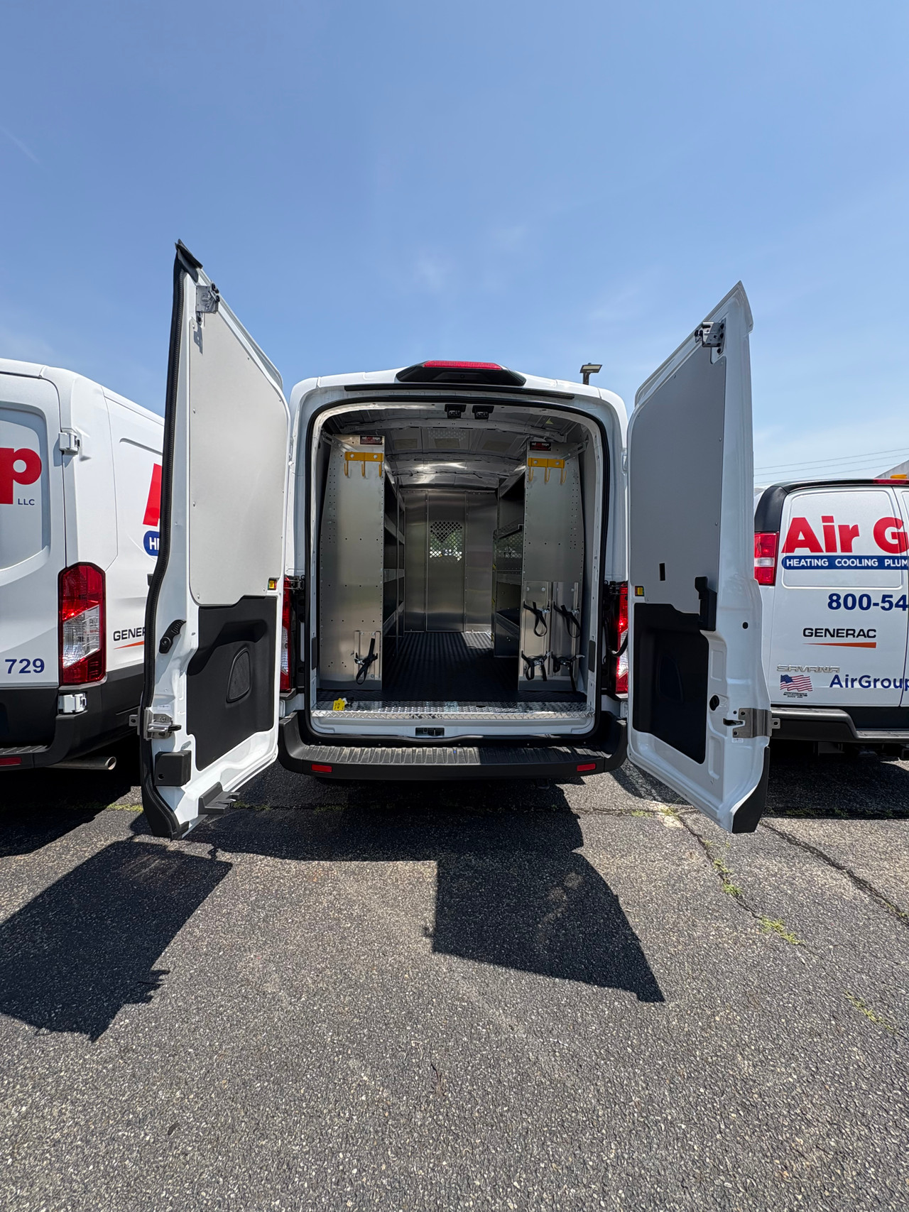 Transit Medium Roof Van Aluminum HVAC Shelving Package