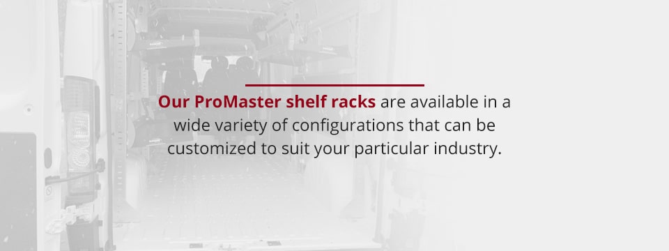 Commercial Work Van Shelving Packages For Ram ProMaster