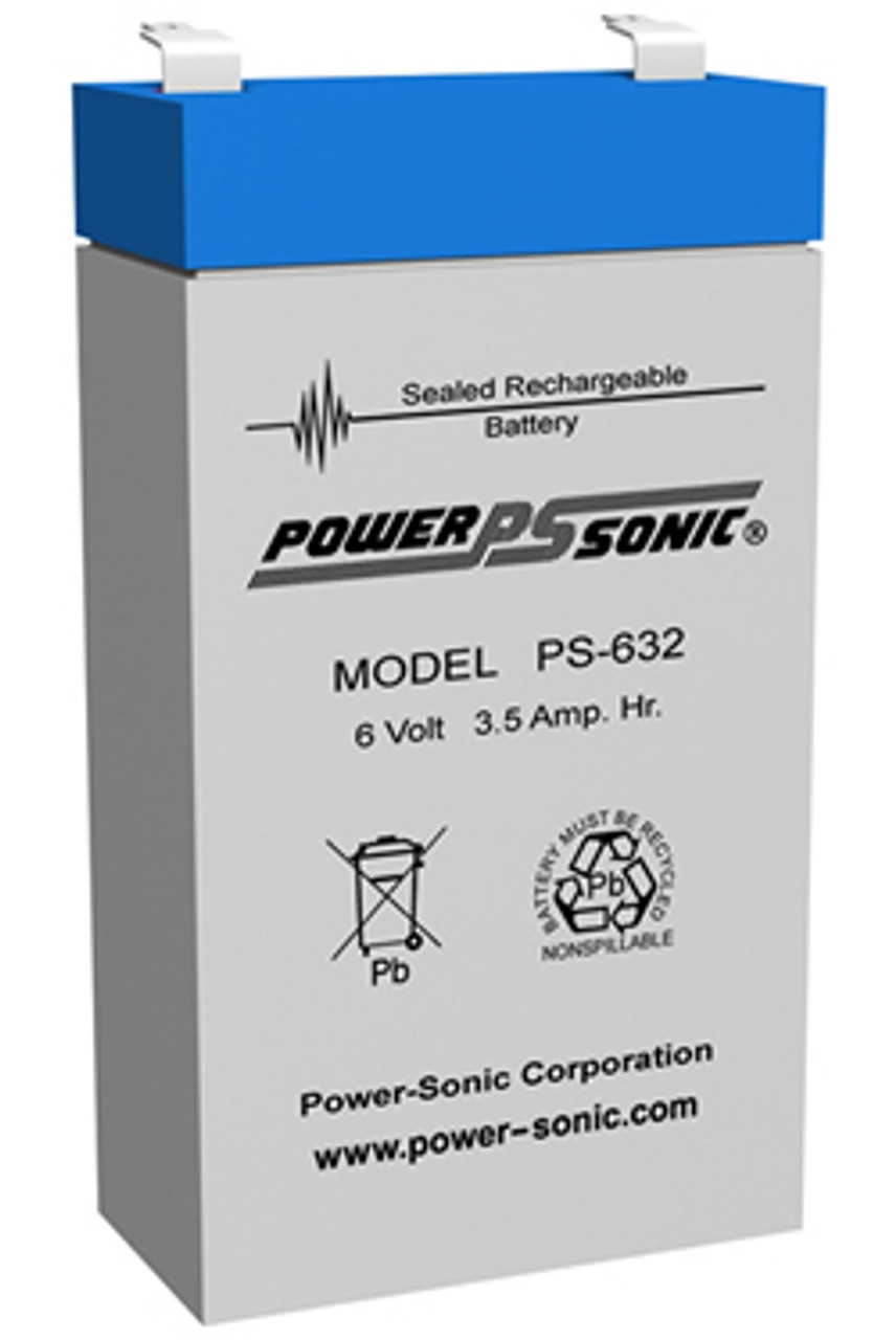 PS-632 PowerSonic 6V 3.8Ah Battery