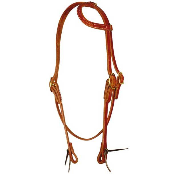 Leather Sliding One Ear Headstall with Throatlatch & Ties, Western ...